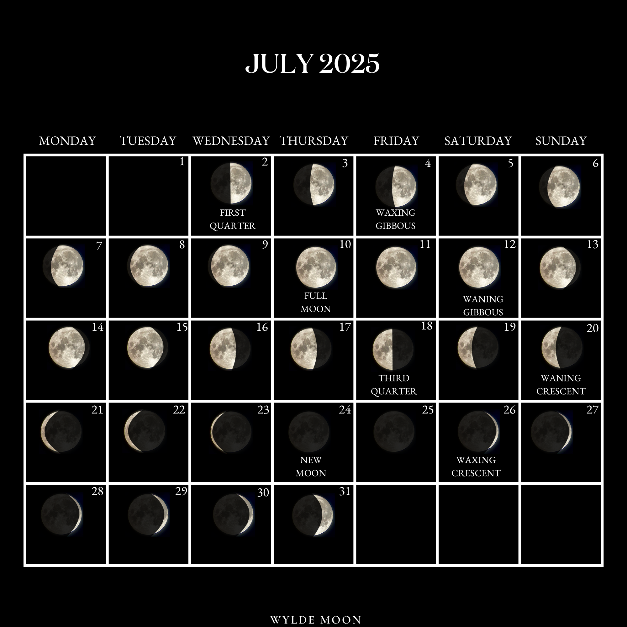 2025 Moon Calendar Every Phase And Stage Of The Moon 2025 Moon Calendar Every Phase And Stage Of The Moon